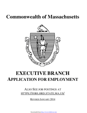 Fillable Online EXECUTIVE BRANCH Application for employment - Mass.gov ...