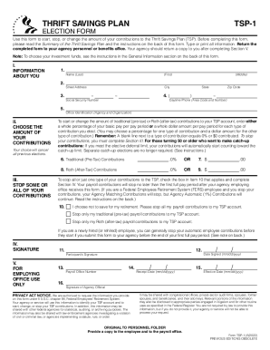 Fillable Online TSP-1, Election FormTSP Form Library: Download TSP ...