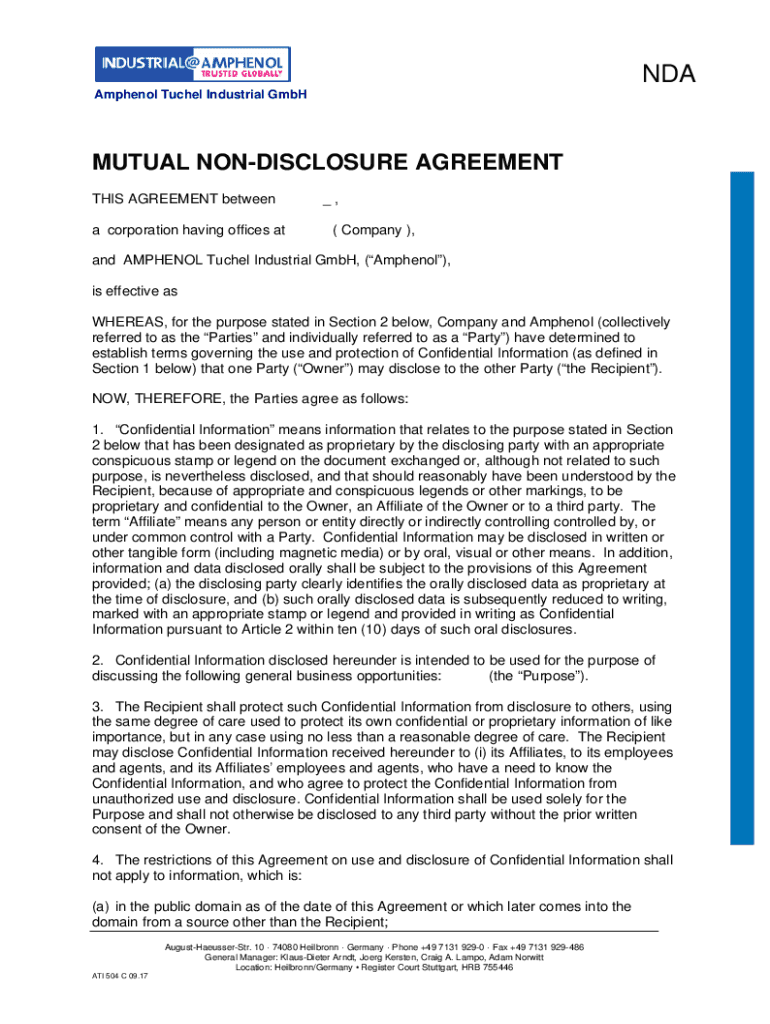 Fillable Online ATI 504 US Mutual NDA Fax Email Print - pdfFiller