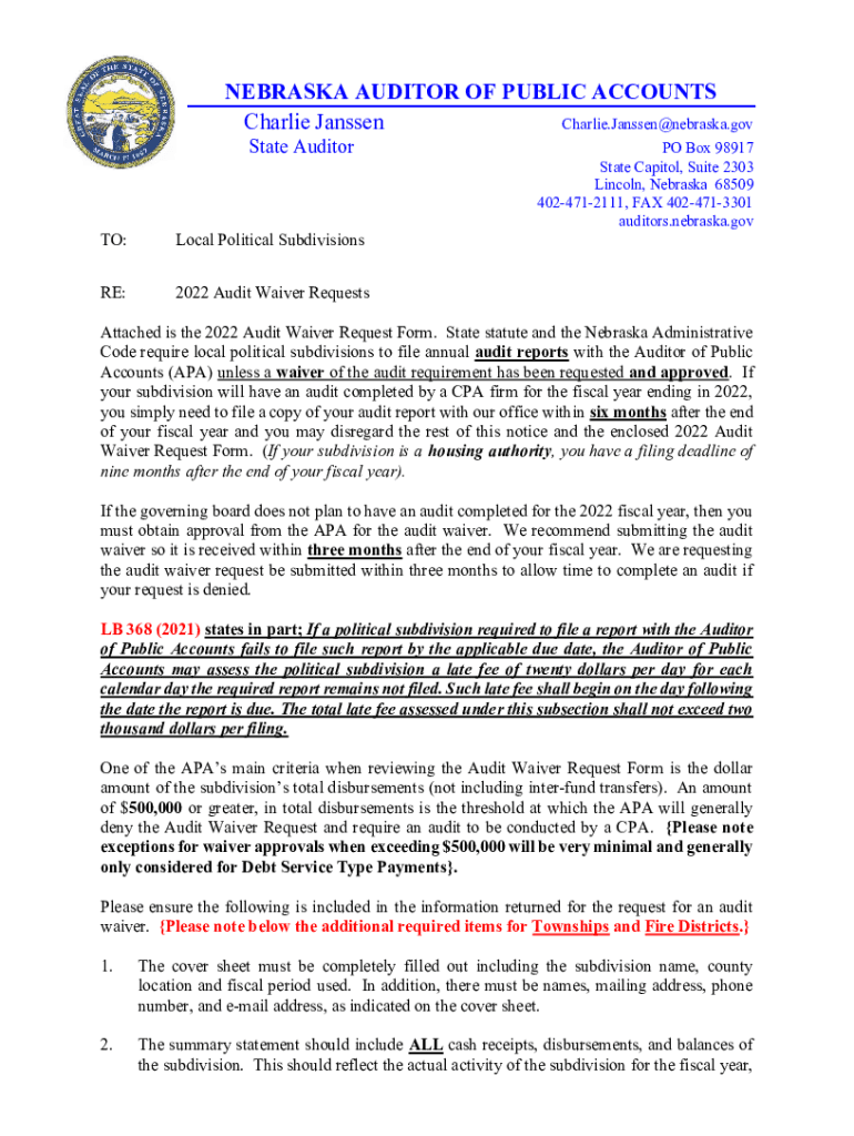 Fillable Online auditors nebraska 1(%5$6.$ $8',725 2) 38%/,& $&&28176 ...