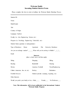 Fillable Online Peer Buddy Interest Form Fax Email Print - pdfFiller