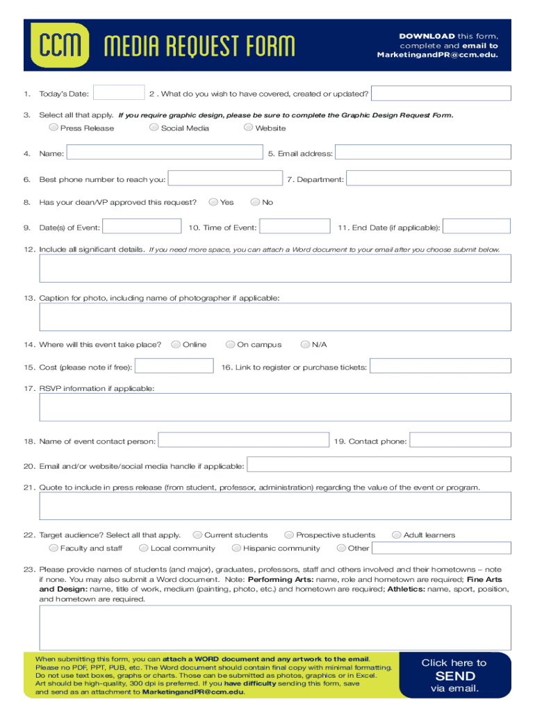 Fillable Online Media REquest Form Fax Email Print - pdfFiller
