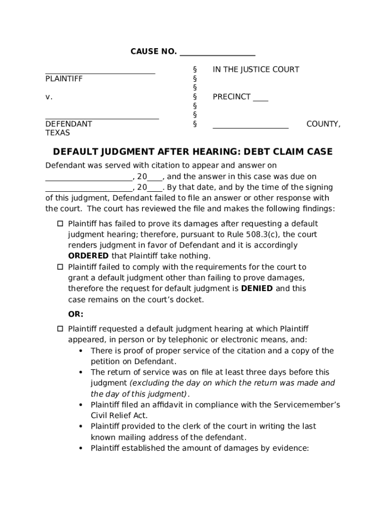 CauseIN THE JUSTICE COURT Plaintiff VS.PRECINCT FOUR - gato-docs its txstate Doc Template ...