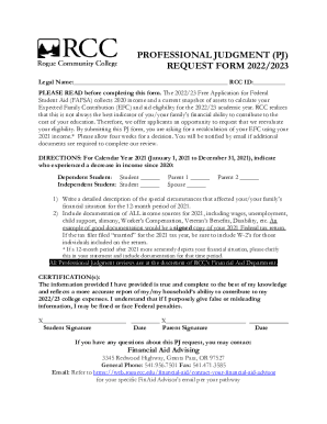 Fillable Online RCC Financial Aid Professional Judgment Request Form ...