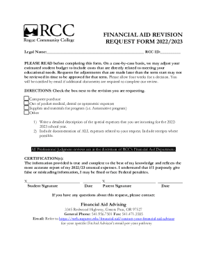 Fillable Online RCC Financial Aid Revision Request Form Fax Email Print - pdfFiller