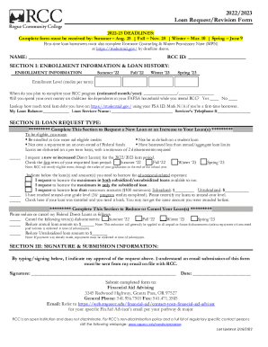 Fillable Online RCC Financial Aid Loan Request/Revision form Fax Email ...