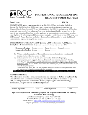 Fillable Online PROFESSIONAL JUDGEMENT (PJ) Request Form Fax Email ...