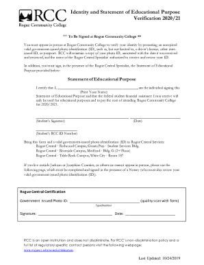 Fillable Online 20202021 Identity Verification and Statement of Educational Purpose ... Fax ...