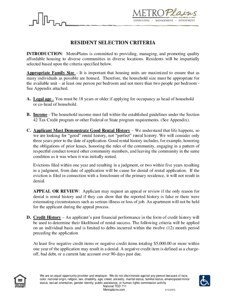 Fillable Online Fillable Online RESIDENT SELECTION CRITERIA ...