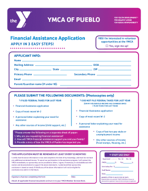 Fillable Online Membership and Program Financial Assistance Application - Tri-County YMCA Fax ...