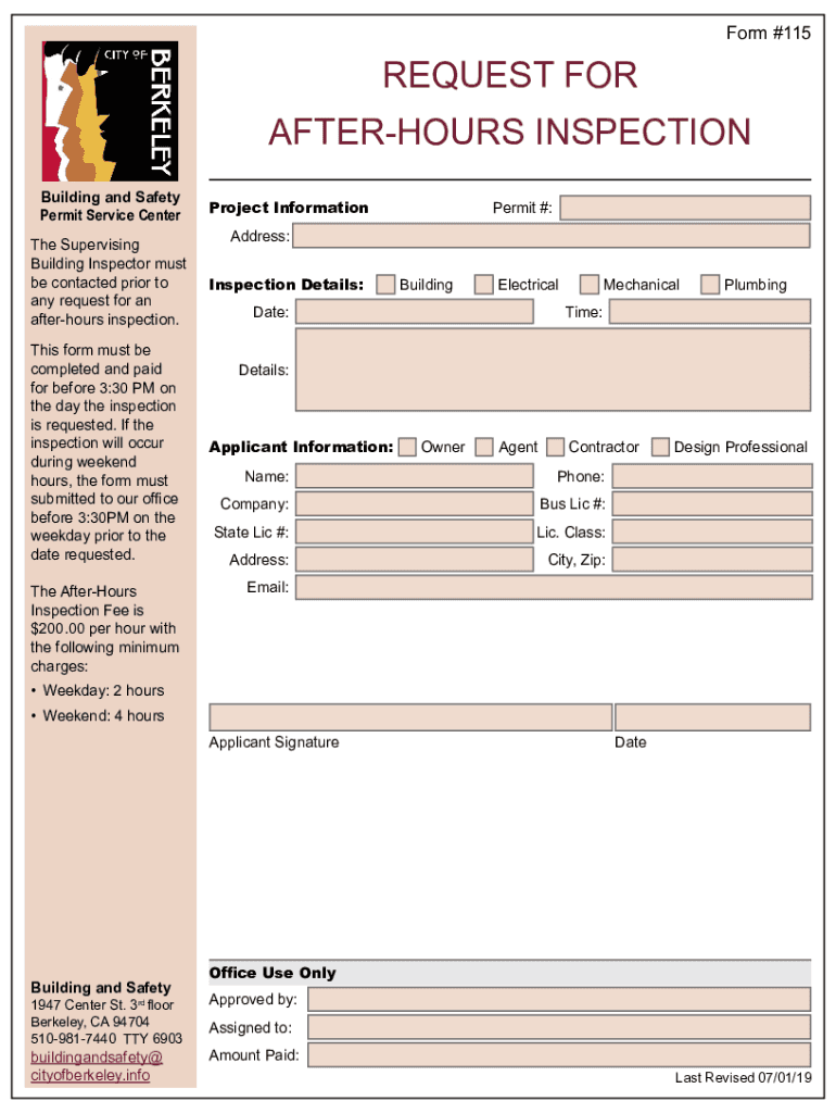 Fillable Online Request an Overtime Inspection - City of Orlando Fax ...