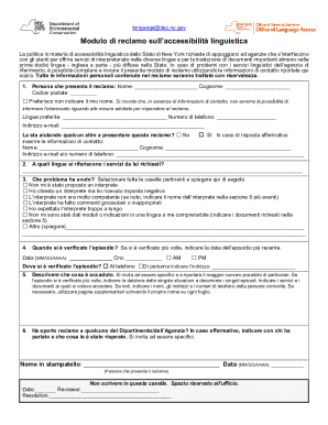 Fillable Online Language Access Complaint Form- Italian. a complaint ...