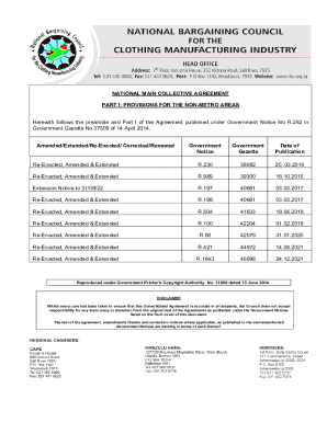 Fillable Online nbc.org.zawp-contentuploadsNATIONAL MAIN COLLECTIVE AGREEMENT PART I: PROVISIONS ...