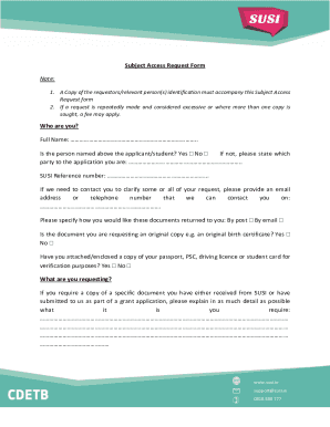 Fillable Online susi.iewp-contentuploadsSubject Access Request Form Who ...