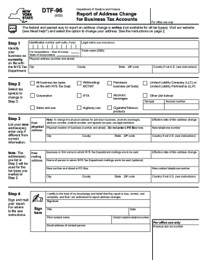 Fillable Online Form DTF-96:2/11: Report of Address Change for ...