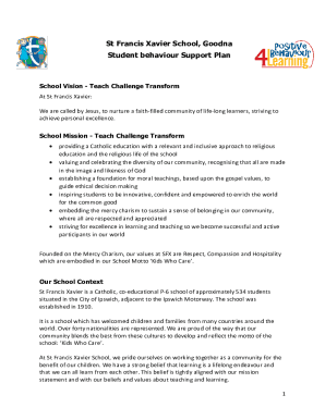 Fillable Online School Student Behaviour Support Plan template Fax ...