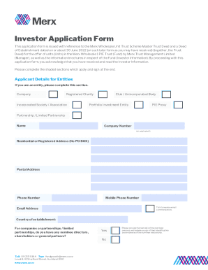 Fillable Online Entities - V3 Merx - Investor Application Form Fax ...