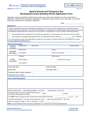 Fillable Online Special Events and Temporary Use Development and/or ...