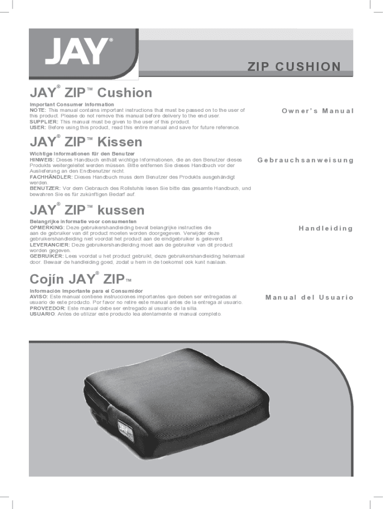 Fillable Online JAY ZIP Cushion Fax Email Print - pdfFiller