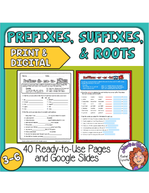 Fillable Online Prefixes Suffixes Roots Worksheets plus Digital ...