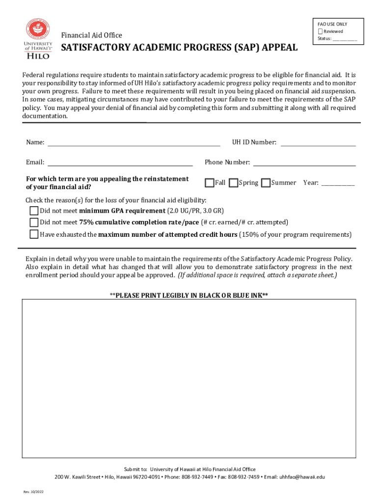 Fillable Online hilo hawaii Satisfactory Academic Progress (SAP)Financial AidThe University ...