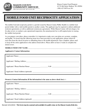 Fillable Online MOBILE FOOD UNIT RECIPROCITY APPLICATION Fax Email ...