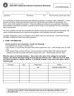 Fillable Online hilo hawaii 2023-2024 Independent Student Verification ...