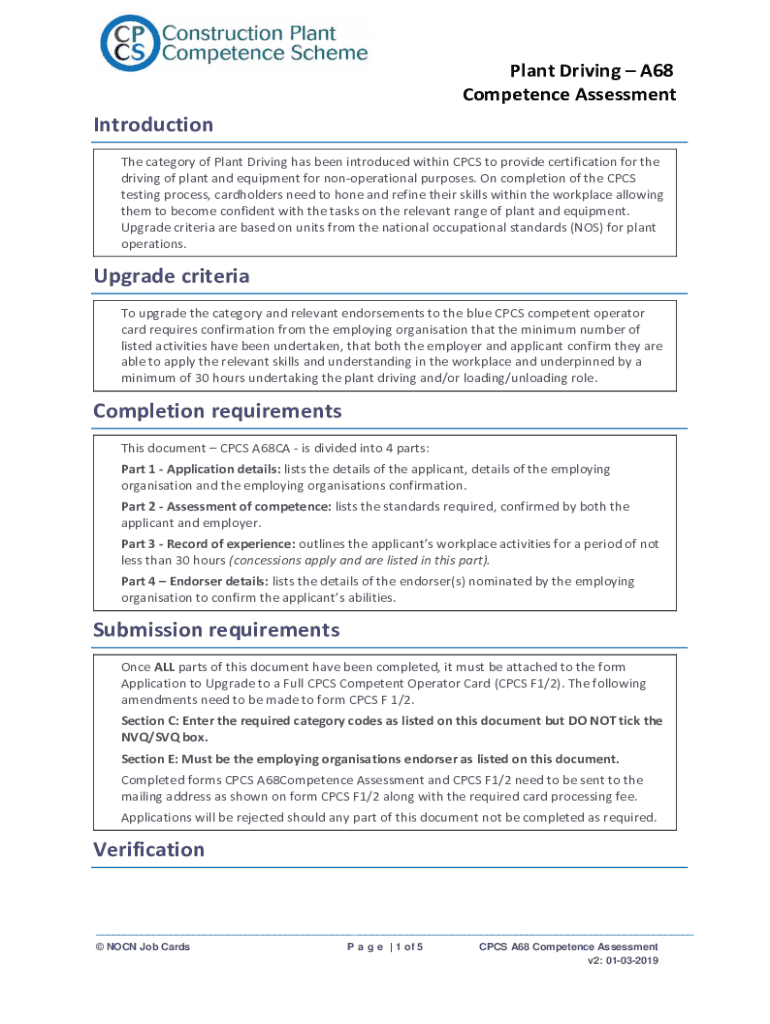 Fillable Online Fillable Online A68 Competence Assessment - CITB Fax Email Print ... Fax Email ...