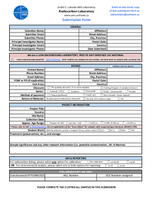 Fillable Online Submission Form - AEL AMS Laboratory - uOttawa Fax ...