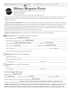 Fillable Online Money Request Form - Ohlone College Fax Email Print ...