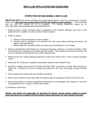 Fillable Online New Club Application and Guidelines - Student Clubs ...