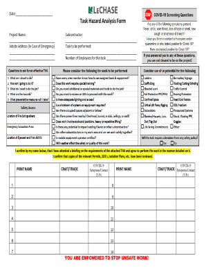 Fillable Online Task Hazard Analysis Form Fax Email Print - pdfFiller