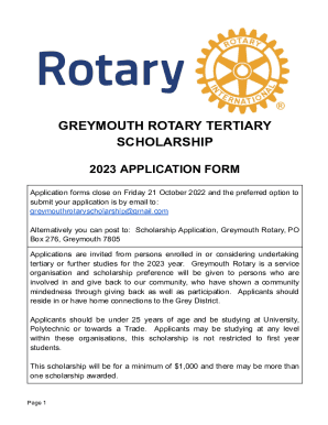 Fillable Online 2023 Rotary Scholarship Application Form - Google Docs ...
