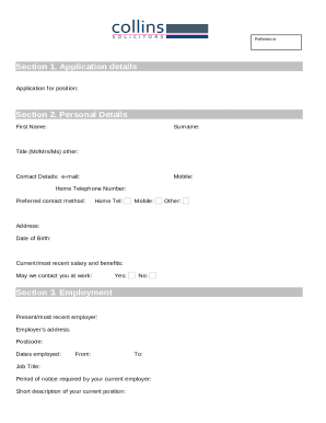 Application for Employment Doc Template | pdfFiller