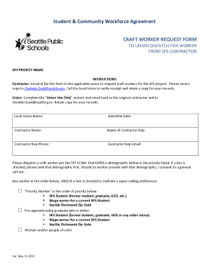Fillable Online SCWA Craft Worker Request Form - Seattle Public Schools ...