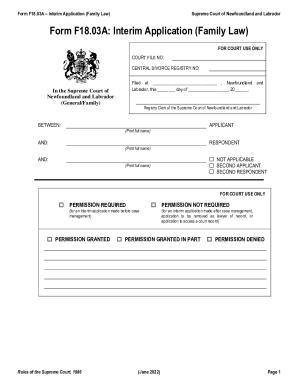 Fillable Online Form F18.03A: Interim Application (Family Law ...
