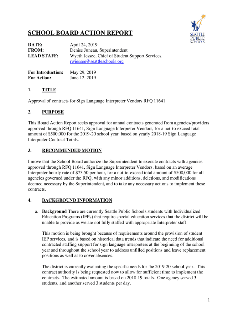 Fillable Online Sign Language BAR - Seattle Public Schools Fax Email ...