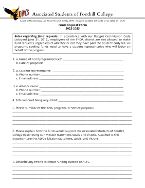 Fillable Online 2022-2023 Fund Request Form - Foothill College Fax ...