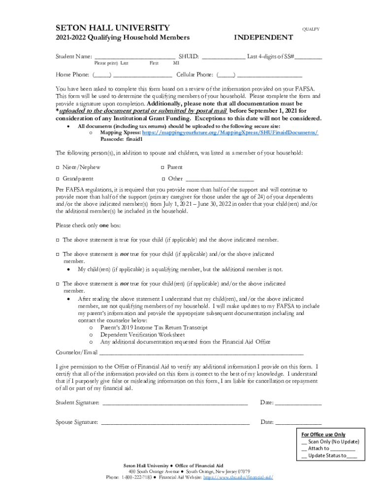 Fillable Online Fillable Online SETON HALL UNIVERSITY 2020-2021 ...