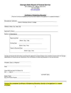 Fillable Online sos ga Change of Address Form Funeral Director/Embalmer ...