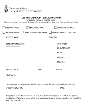 Fillable Online OLD PHD CHECKPOINT SCHEDULING FORM Fax Email Print ...