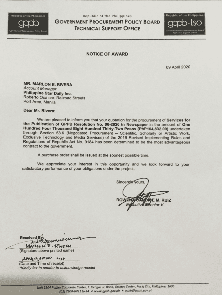 Fillable Online PROCUREMENT OF PUBLICATION OF GPPB Fax Email Print ...