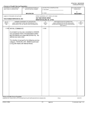 Fillable Online Fillable Online STATEMENT OF DEFICIENCIES AND PLAN OF ...