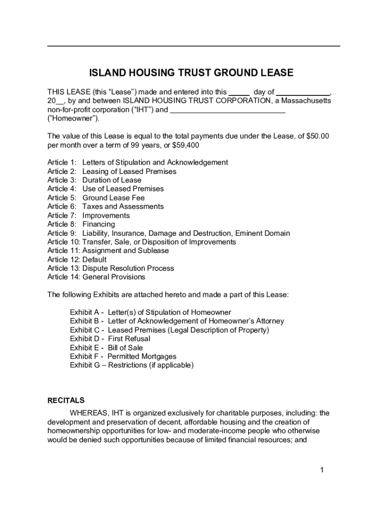 Fillable Online Fillable Online ihtmv IHT Model Ground Lease - Island Housing Trust ... Fax ...