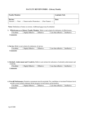 Fillable Online FACULTY REVIEW FORM Fax Email Print - pdfFiller