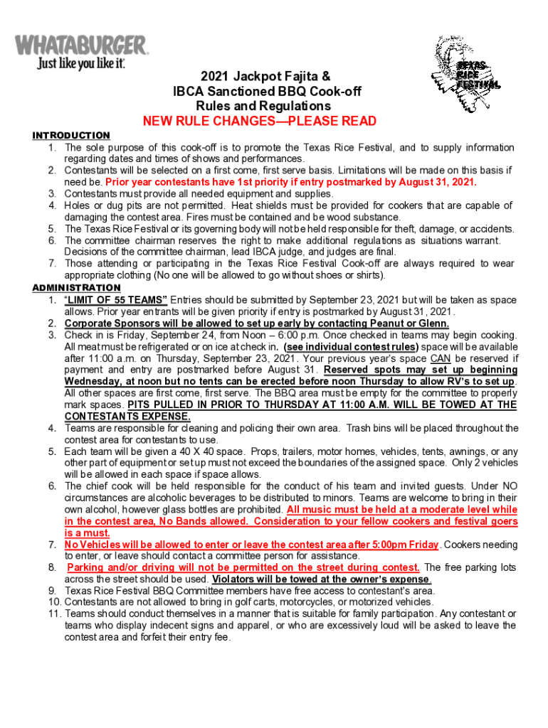 Fillable Online 2021 Jackpot Fajita & IBCA Sanctioned BBQ Cook-off ...