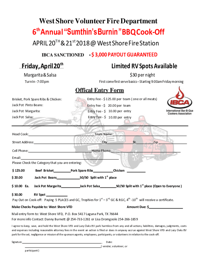 Fillable Online West Shore Volunteer Fire DepartmentLaguna Park ...