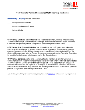 Fillable Online York Centre for Feminist Research (CFR) Membership ...