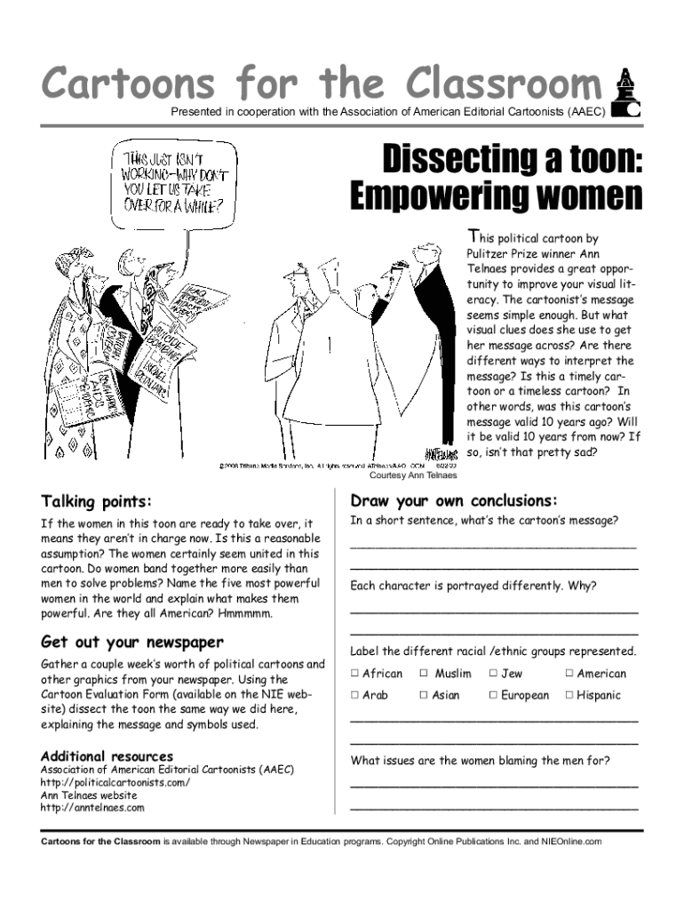 Fillable Online Dissecting a toon - Cartoons for the Classroom Fax ...