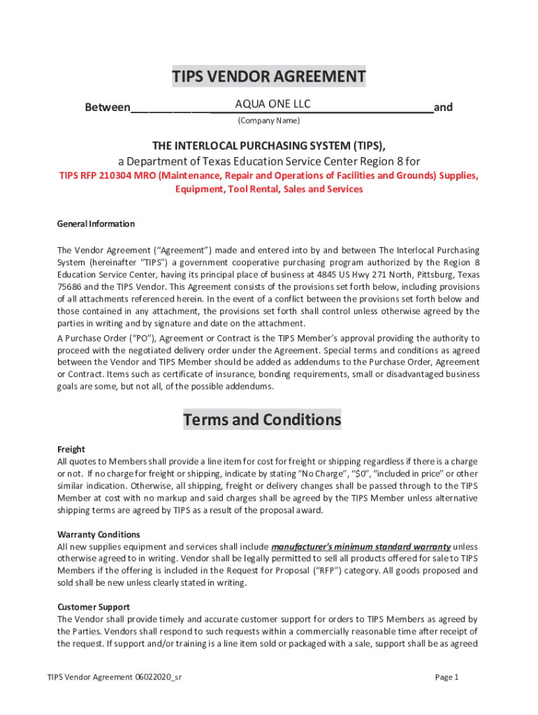 Fillable Online Awarded Vendors for Contract 210304 - TIPS-USA Fax ...